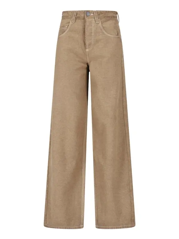 UMA WANG Wide-leg High-rise Trousers - Beige