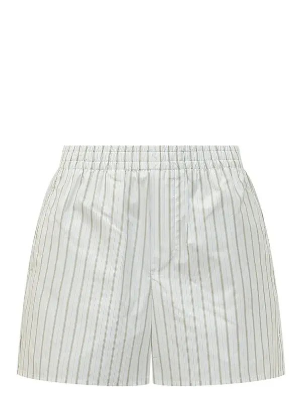 AMI Paris Striped Mini Shorts - Blanc/matcha