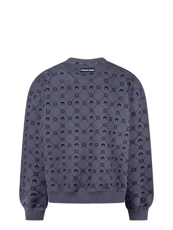 MARINE SERRE All-over Logo Printed Sweatshirt - Black