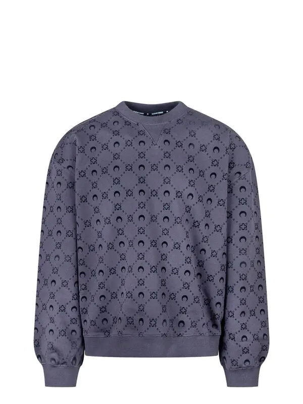 MARINE SERRE All-over Logo Printed Sweatshirt - Black