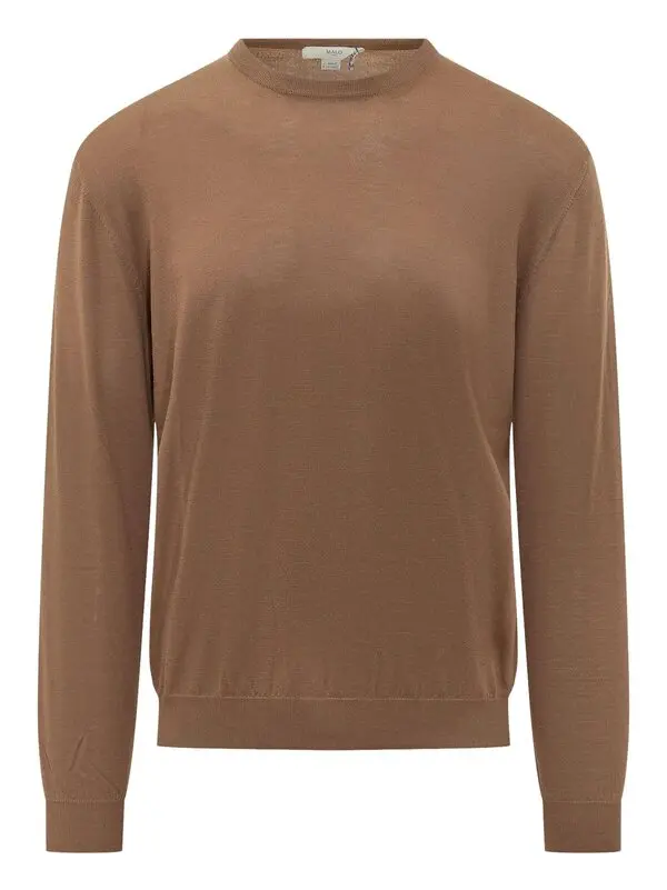 Malo Wool Crewneck Knit Sweater - Canyon