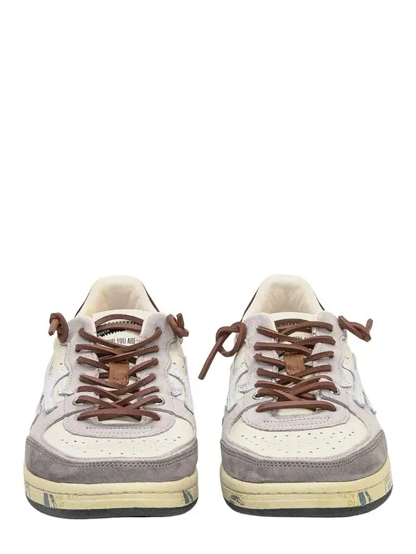 Premiata Leather And Suede Low-top Sneakers - Bianco