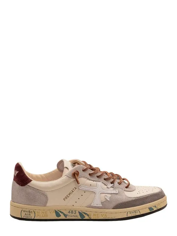 Premiata Leather And Suede Low-top Sneakers - Bianco