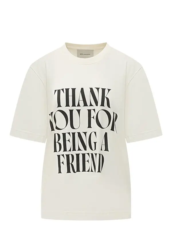 AMI Paris Statement T-shirt With Bold Lettering - Blanc Creme