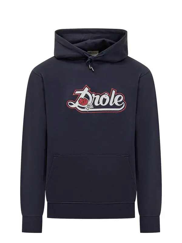 Drole De Monsieur Embroidered Logo Hoodie - Navy