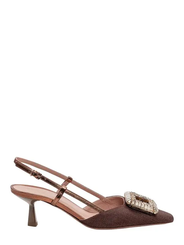 Roberto Festa Jewel Buckle Slingback Heels - Marrone