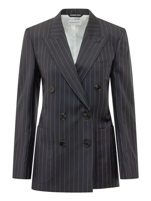 Givenchy Double Breasted Wool Blazer Jacket - Dark Navy