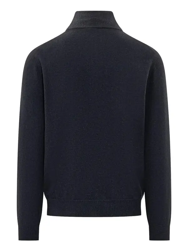 Malo Basic Zip-up Knit Sweater - Blu