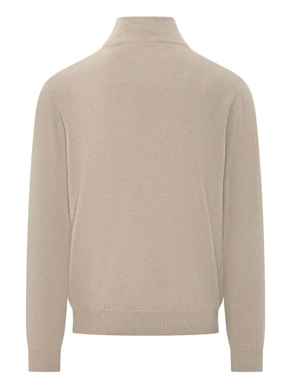 Malo Wool Zip Turtleneck Sweater - Dune