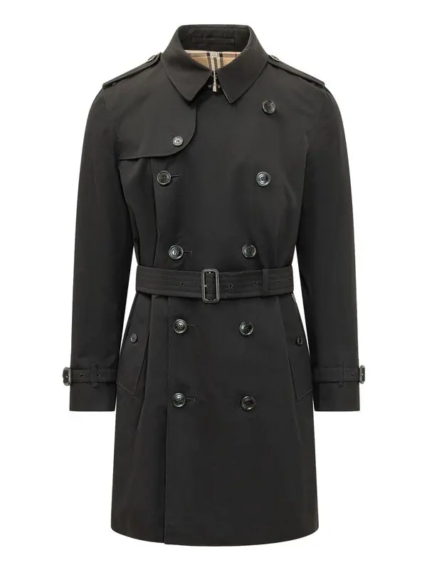 Burberry Kensington Mid Trench Coat - Black