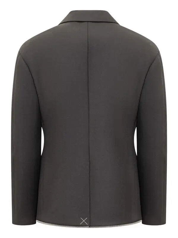 Off-White Wool Blend Zip Blazer - Black Black