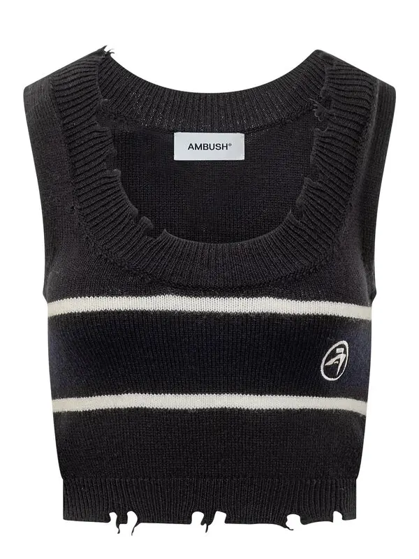 AMBUSH Striped Wool Crop Top - Tap Shoe