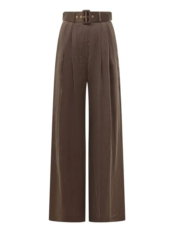 Zimmermann Silk Tuck Pant - Chocolate