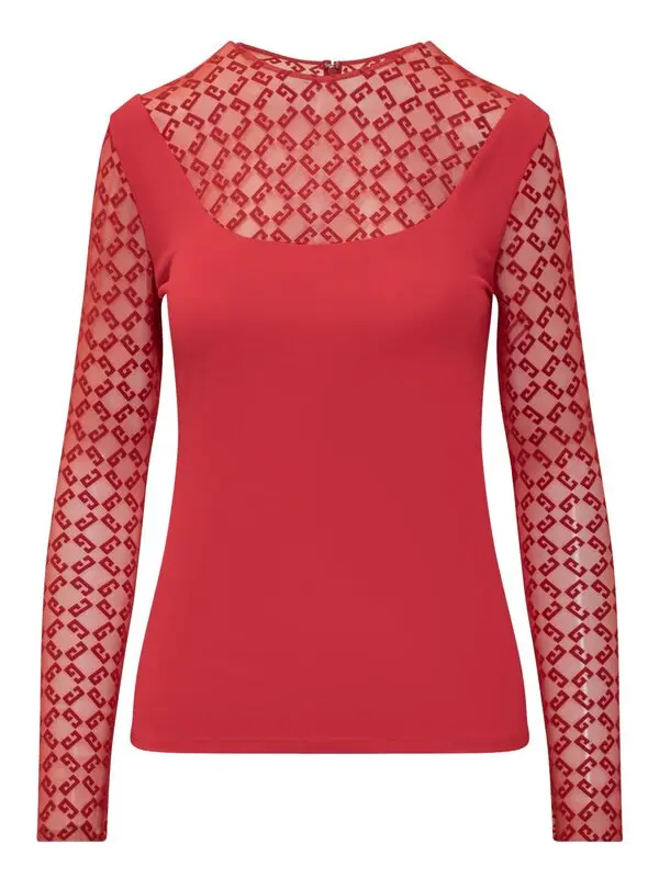 Givenchy Graphic Printed Long Sleeve Top - Red