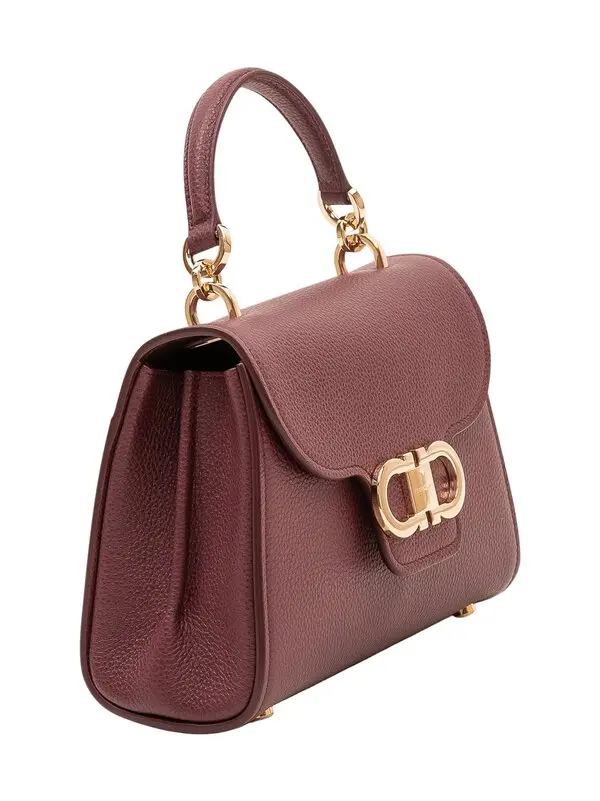 FERRAGAMO Gancini Top Handle Shoulder Bag - Plum