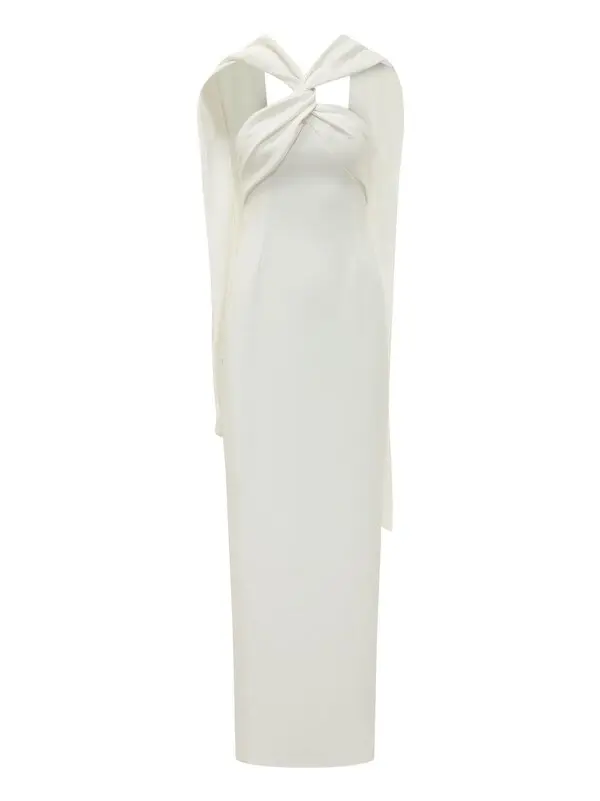Solace London Halterneck Cape Dress - Cream