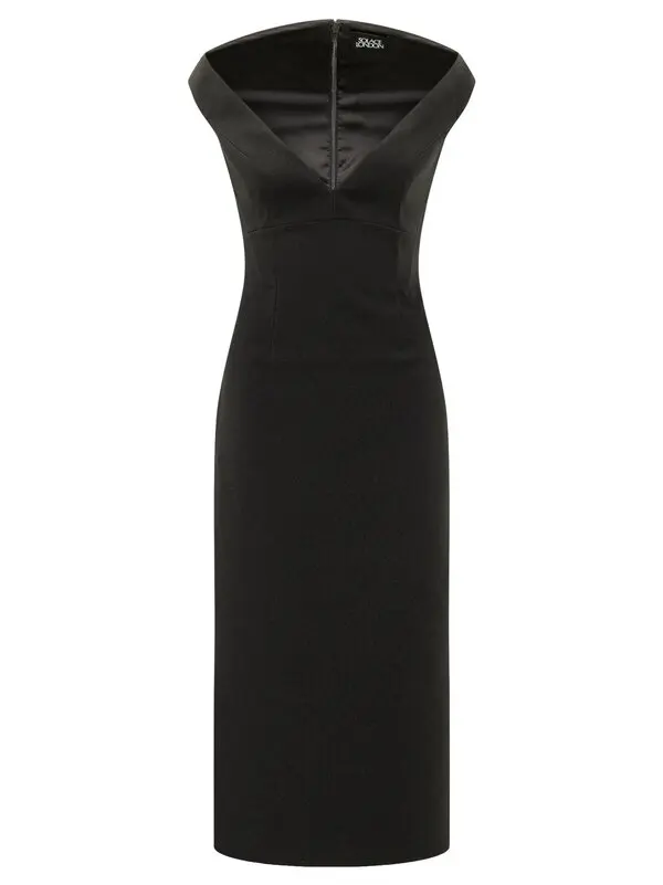 Solace London Monica Midi Suit With Sleek Neckline - Black
