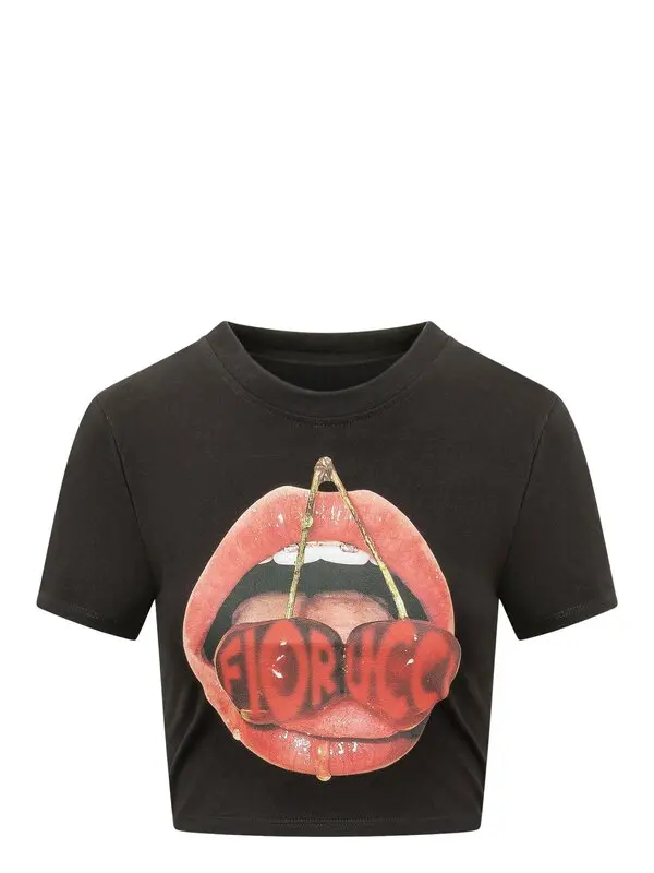 Fiorucci Graphic T-shirt With Unique Print - Black