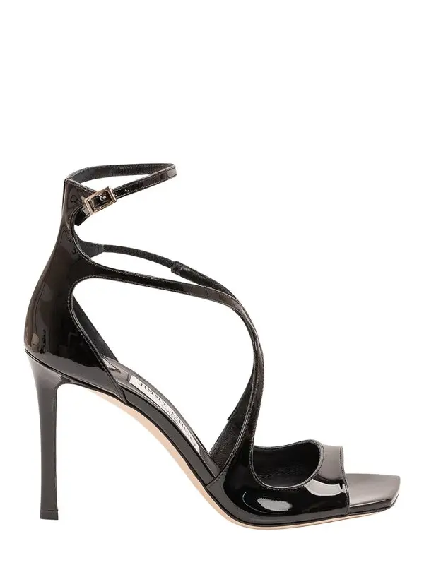 JIMMY CHOO Azia 95 Patent Mini Sandal - Black