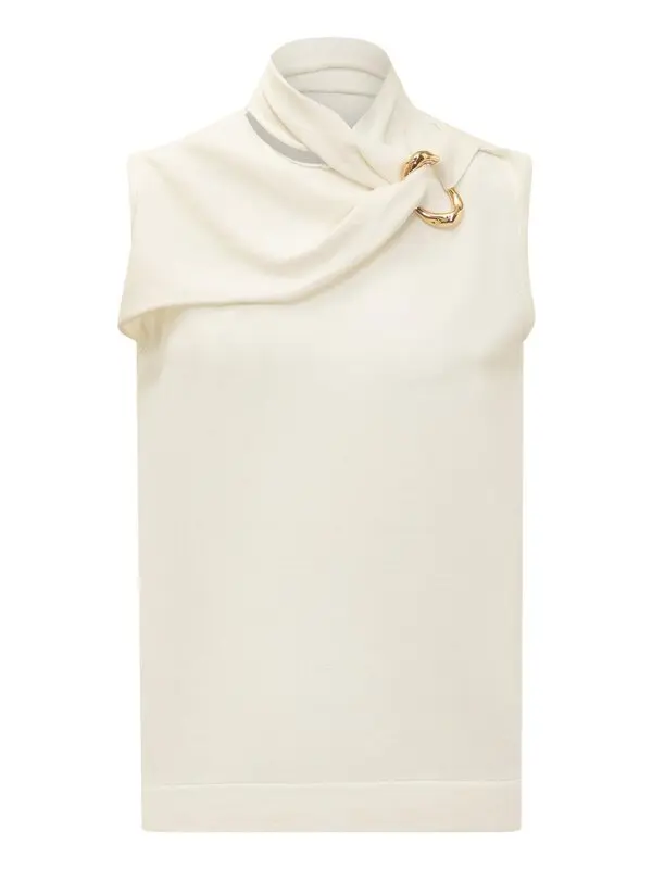 JIL SANDER Sleek Wool Crop Top - Coconut