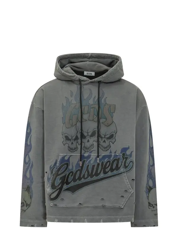 Gcds Graphic Hoodie Sweatshirt - Anthracite/lilac