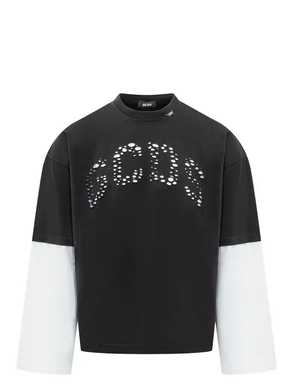Gcds Long Sleeve Logo Graphic T-shirt - Black