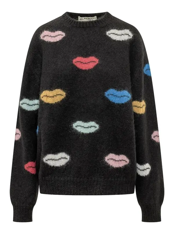 Fiorucci Lips Mohair Sweater - Black Multi