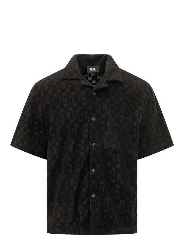 Gcds Monogram Jacquard Bowling Shirt - Black