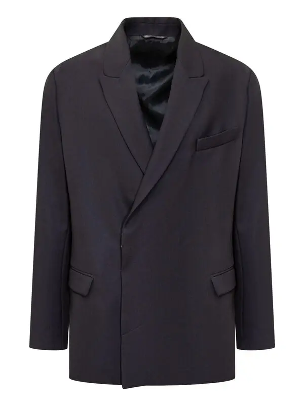 COSTUMEIN Wool Long Sleeve Blazer Jacket - Blu