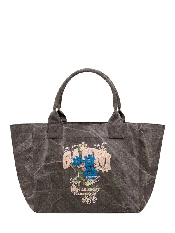 GANNI Trapeze Shop Tote Bag - Phantom