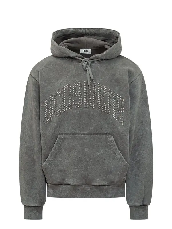 Gcds Studded Logo Hoodie - Meteorite/silver