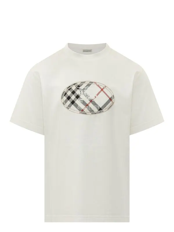 Burberry Ovale Check T-shirt - Chalk