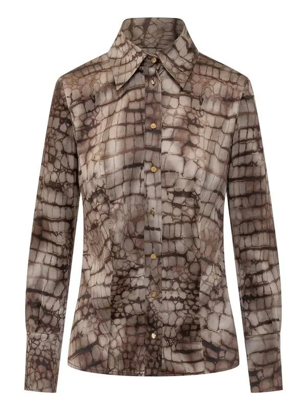 Elisabetta Franchi Animal Print Shirt - Cacao