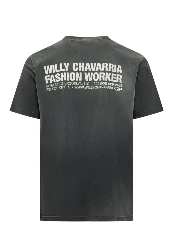 WILLY CHAVARRIA Mini Pocket T-shirt With Stampaint - Black