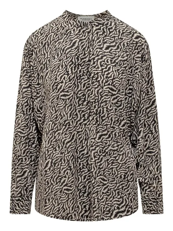 MARANT ETOILE Abstract Print Long Sleeve Shirt - Ecru/black