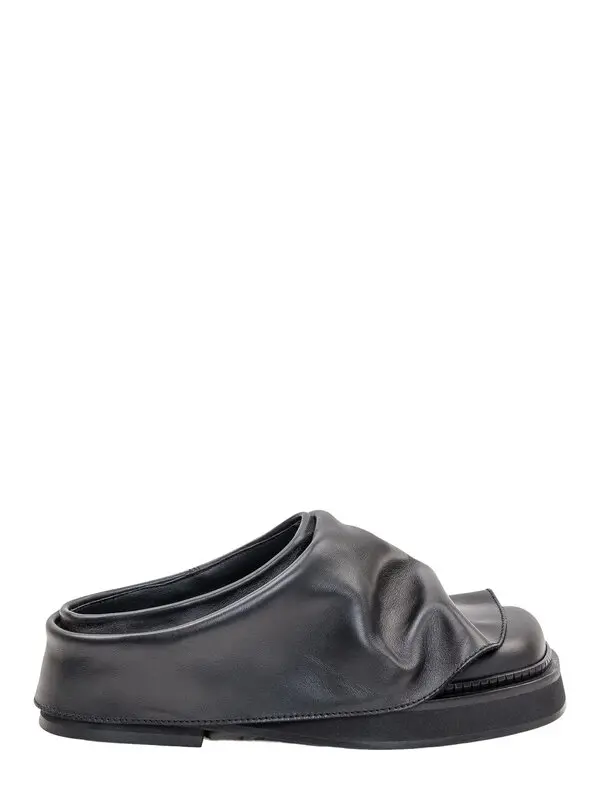 Attico Mini Leather Sabot Flats - Black