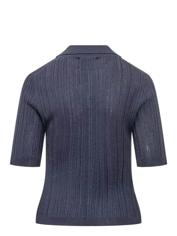 ATOMO FACTORY Textured Polo With Collar And Buttons - Blu