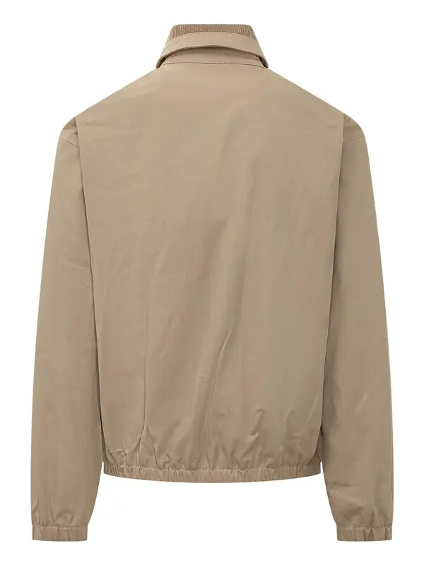 Drole De Monsieur Embroidered Logo Zip Jacket - Beige