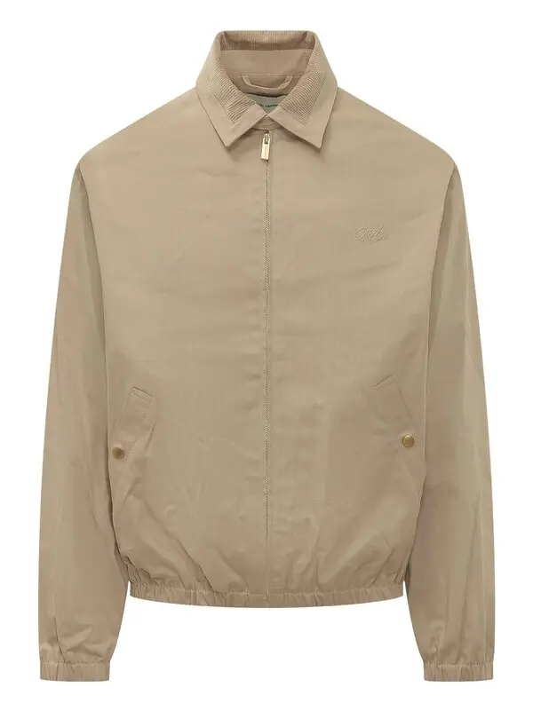 Drole De Monsieur Embroidered Logo Zip Jacket - Beige