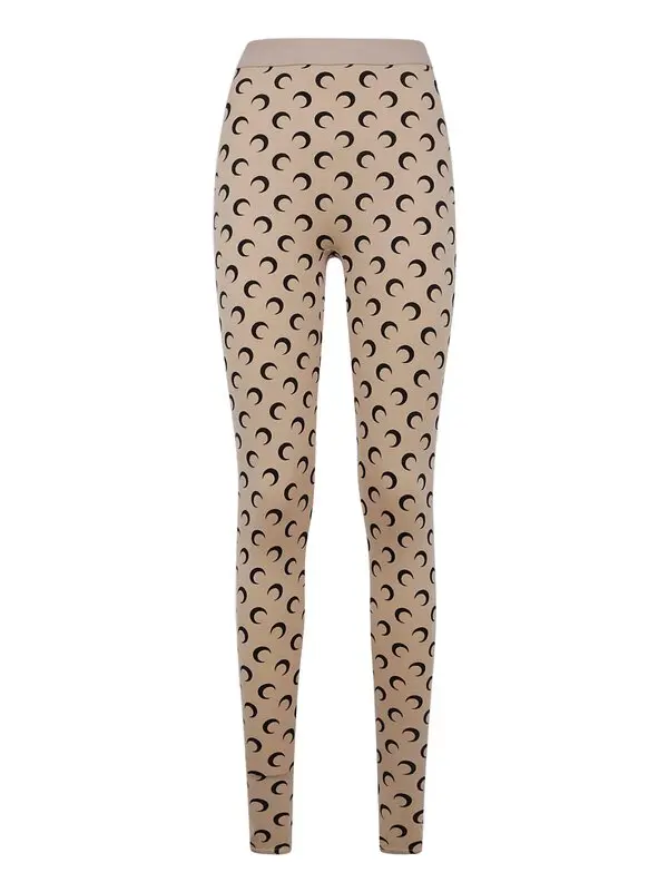 MARINE SERRE Moon Printed Leggings With Fascia Logo - Tan
