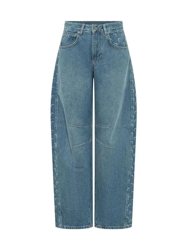 MARINE SERRE Monogram Denim Trousers - Light Blue