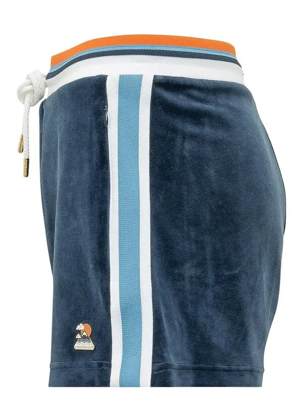 Casablanca Velvet Shorts With Drawstring - Navy