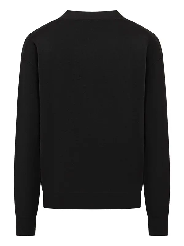 Drole De Monsieur Embroidered Merino Wool Cardigan - Black