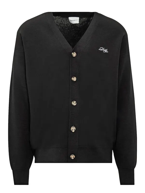 Drole De Monsieur Embroidered Merino Wool Cardigan - Black