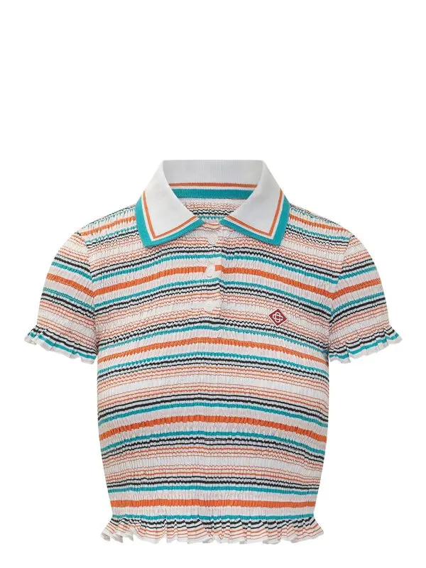Casablanca Striped Shirred Polo - Stripe