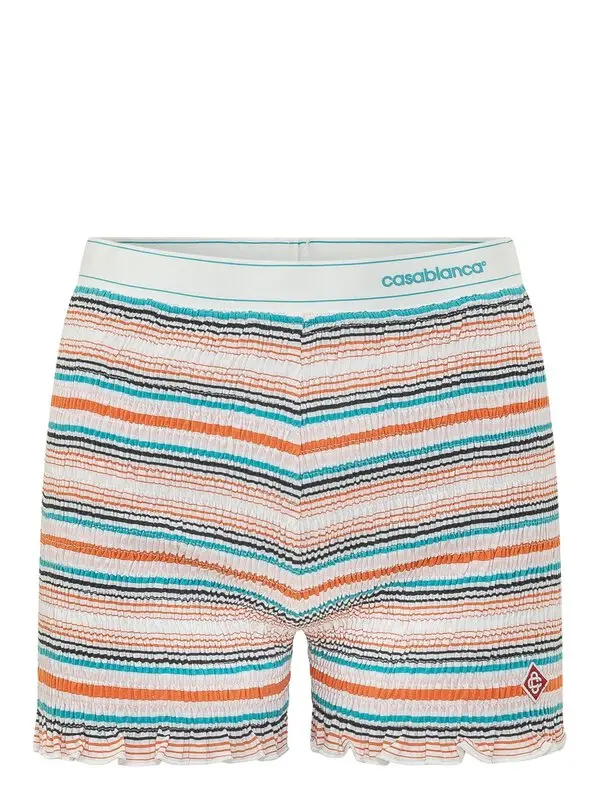 Casablanca Striped Shirred Mini Shorts - Stripe