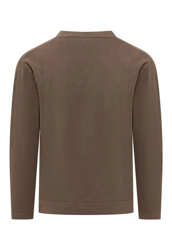 ATOMO FACTORY Long Sleeve Knit Sweater With Pocket - Moro
