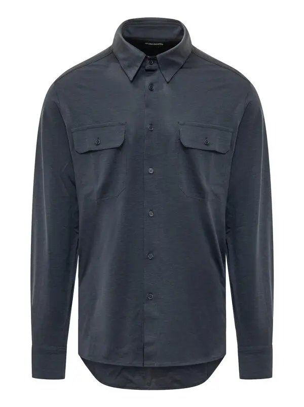 TOM FORD Blend Militarand Shirt - Navy
