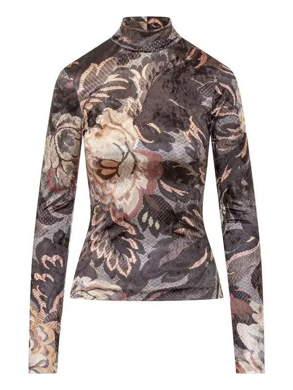 Etro Floral Print Knit Top - Grigio