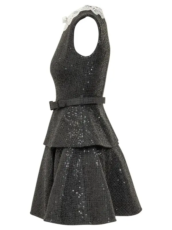 SELF-PORTRAIT Chic Sequin Mini Dress - Black
